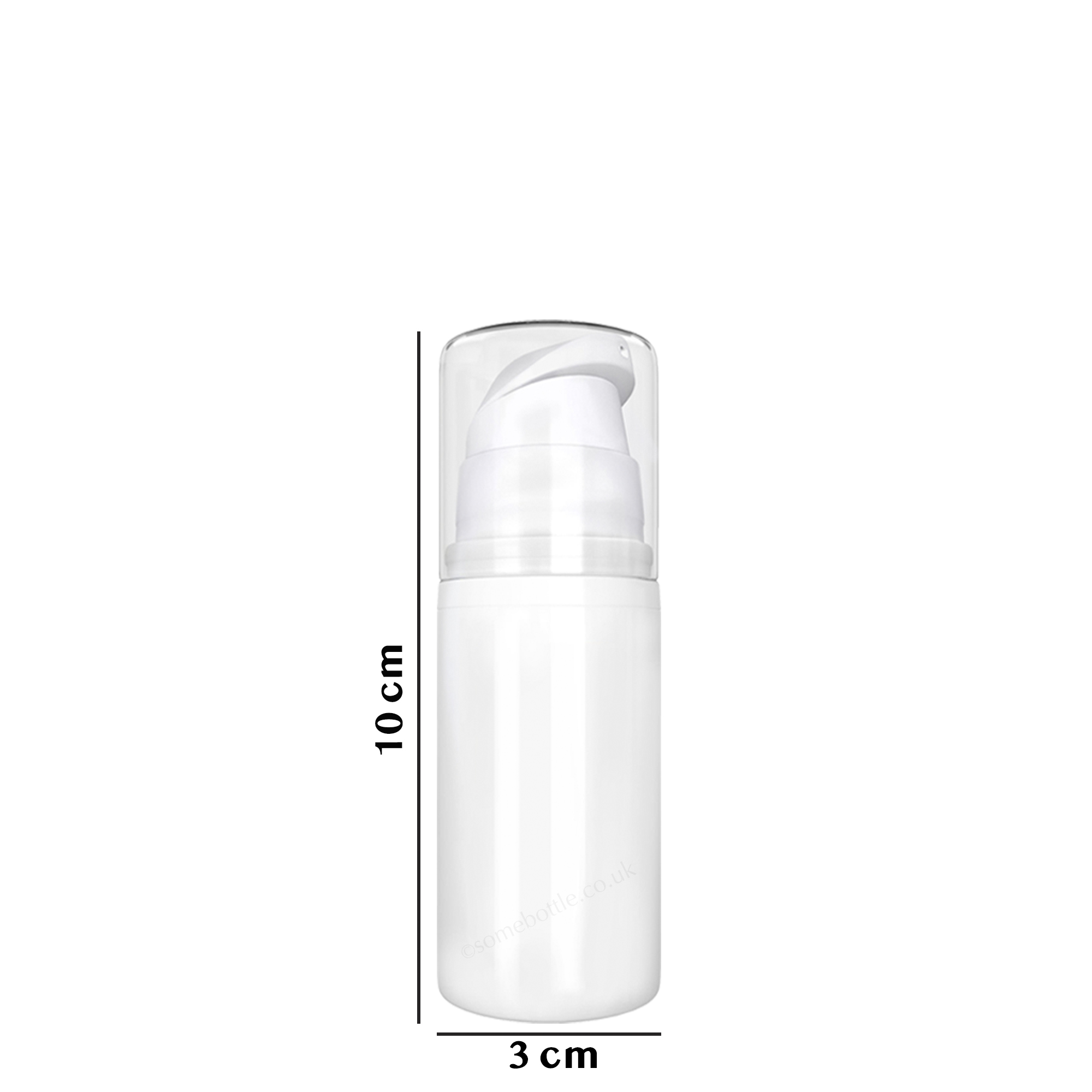 30ml white airless bottle white pump clear over-cap - Some Bottle