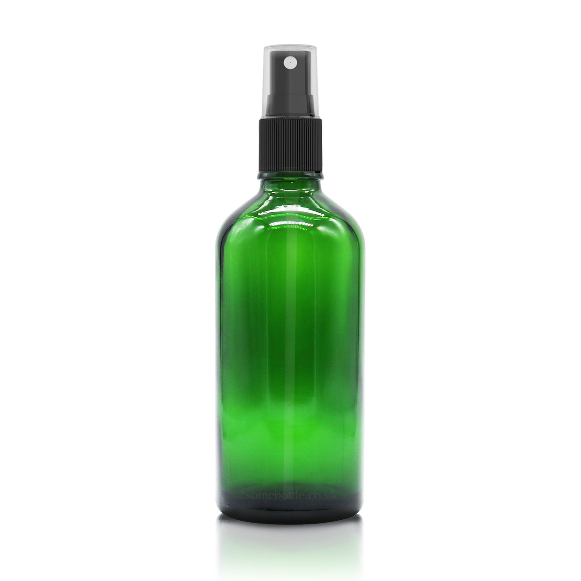 100ml green glass dropper bottle + black mist sprayer - Some Bottle