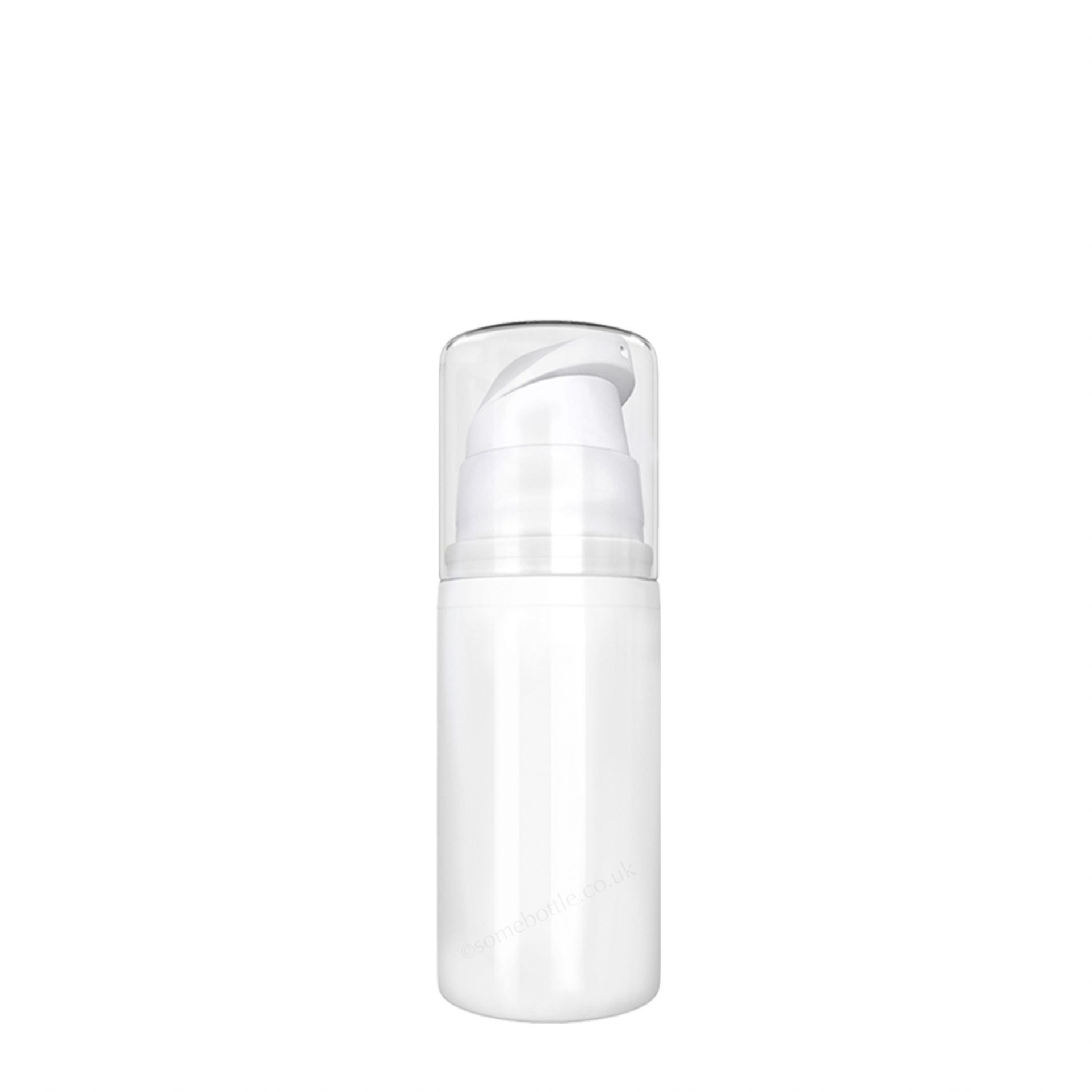 30ml white airless bottle white pump clear over-cap - Some Bottle