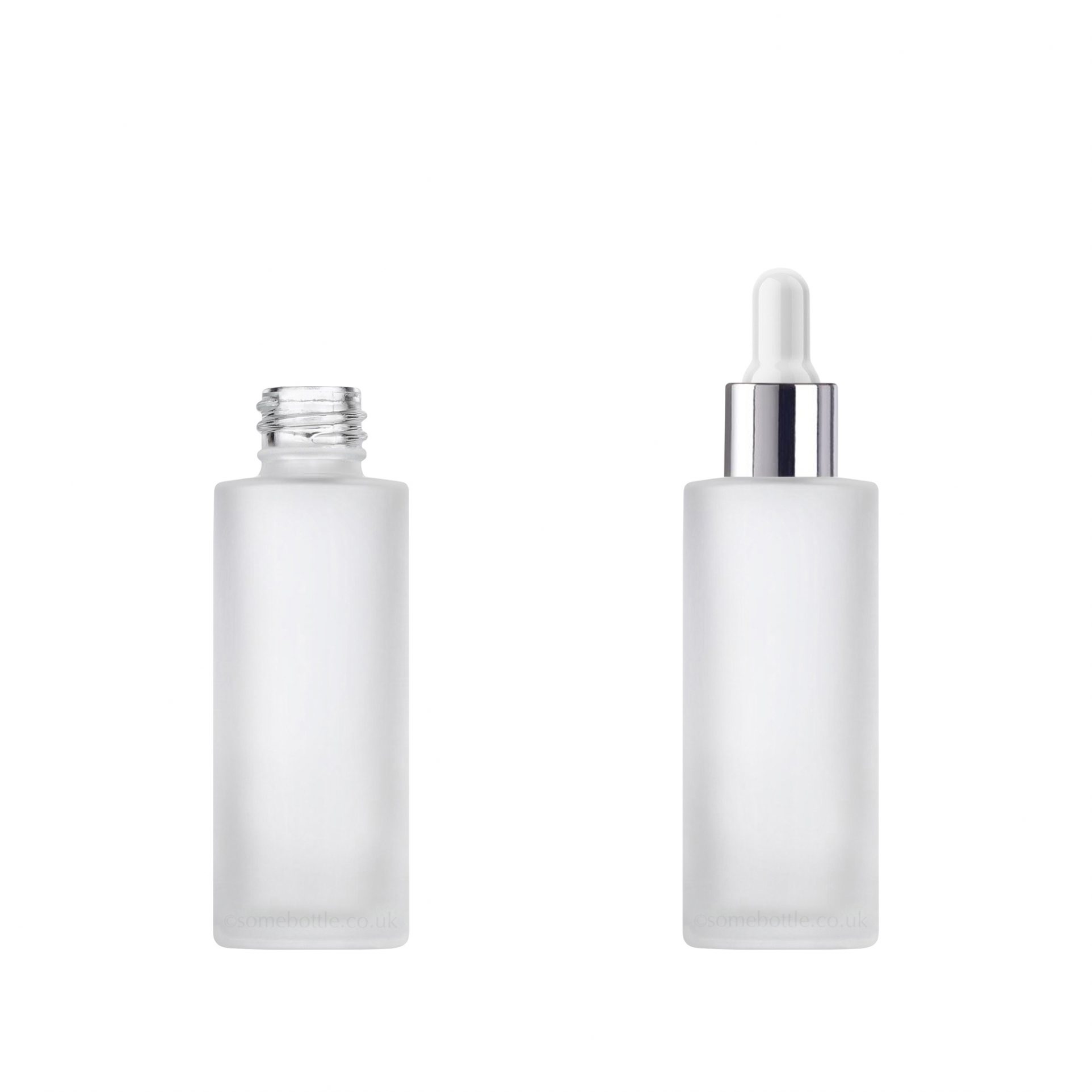 50ml Frosted Glass Dropper Bottle + Aluminium Silver Pipette - Some Bottle