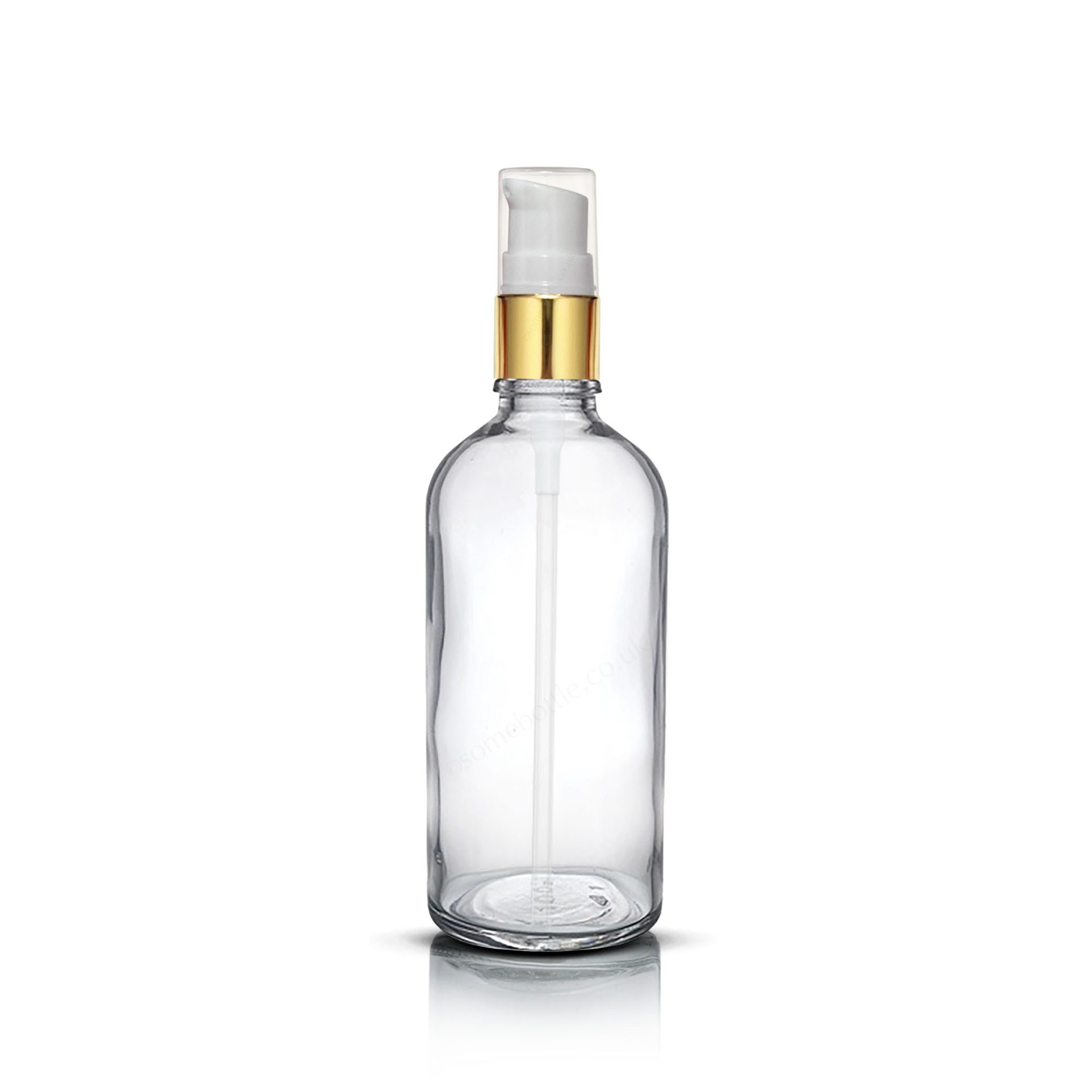 100ml Clear Glass Lotion Bottle with Gold Aluminium Lotion Pump - Some ...
