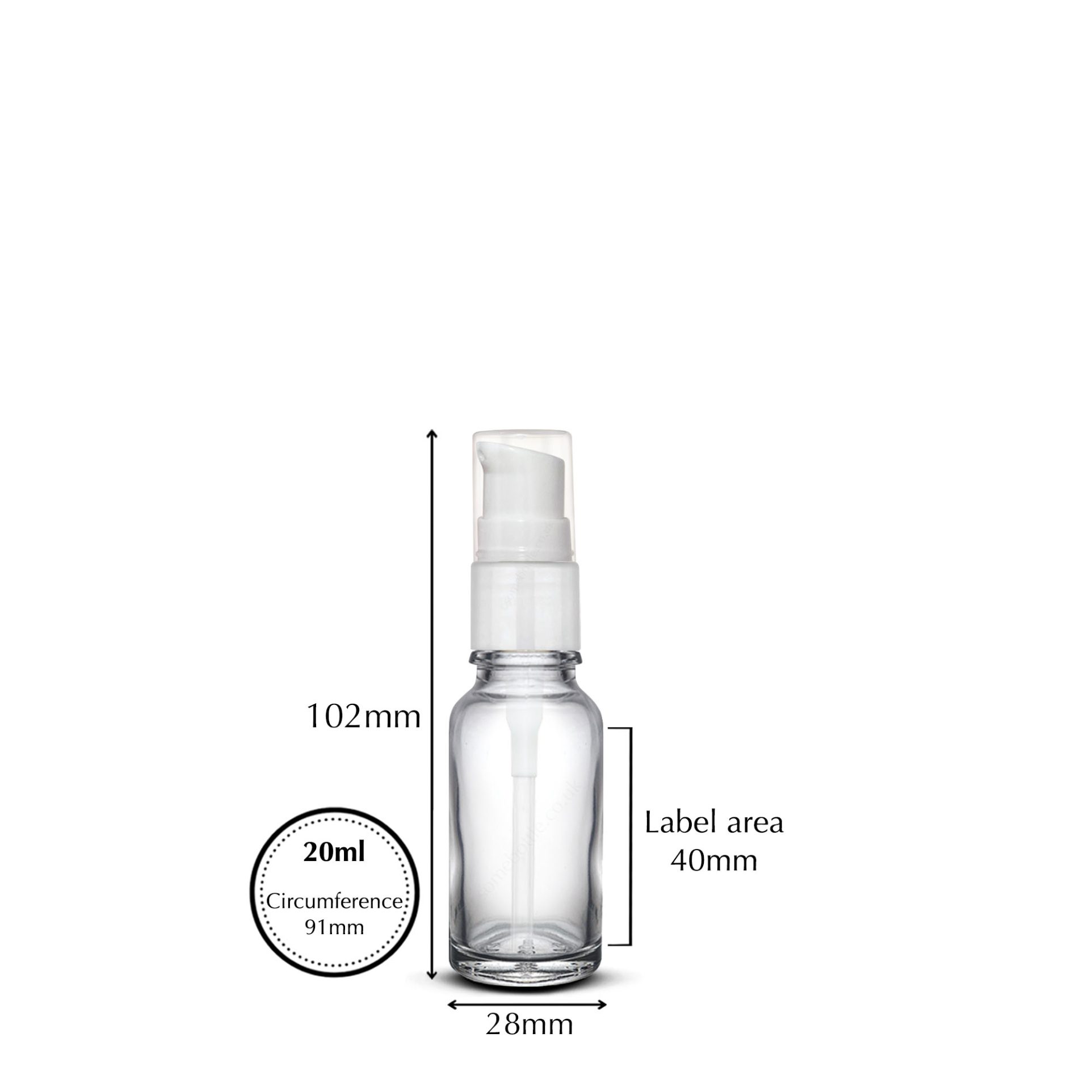 20ml Clear Glass Bottle with White Lotion Dispenser Pump - Some Bottle