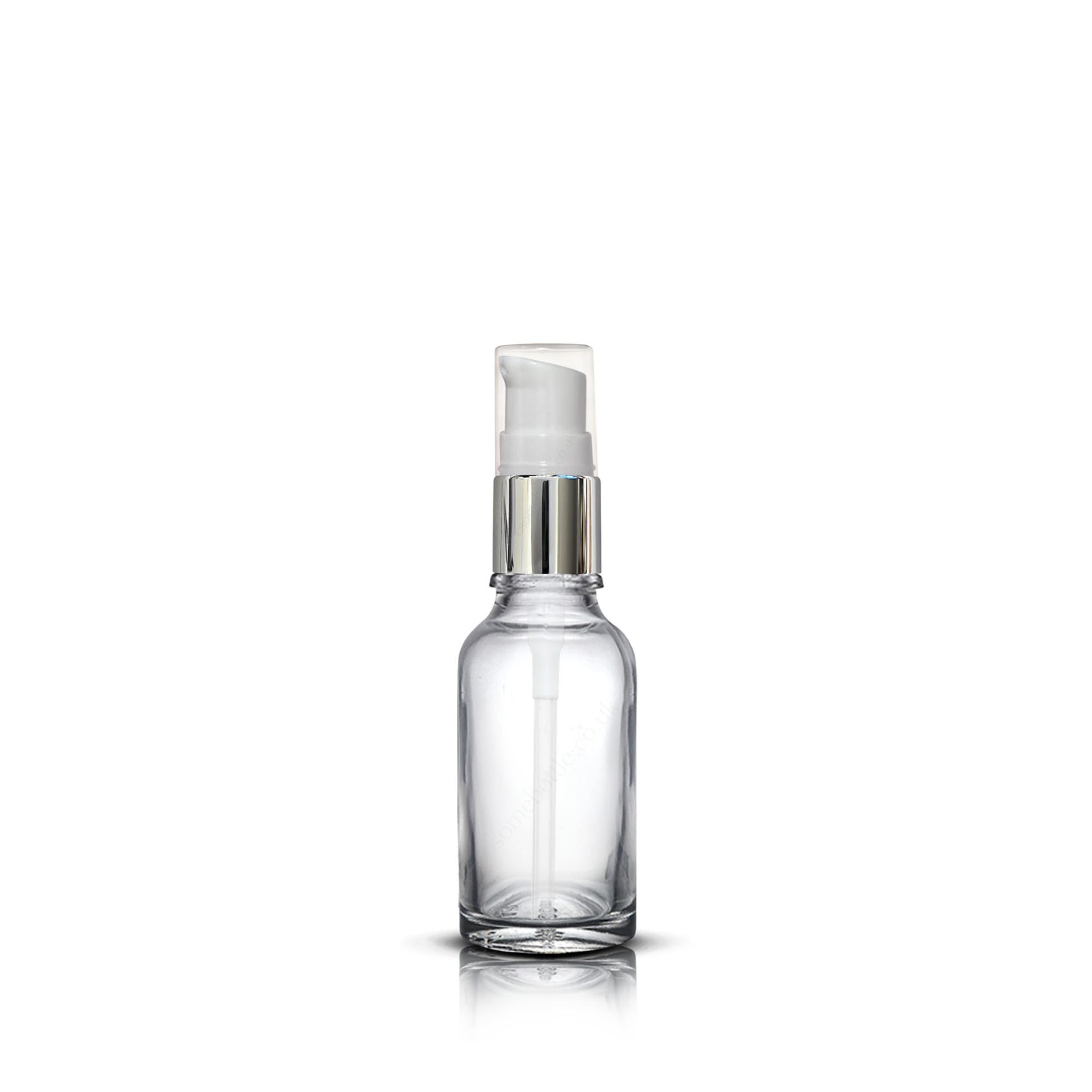 30ml Clear Glass Bottle with Silver Aluminium Lotion Dispenser - Some ...