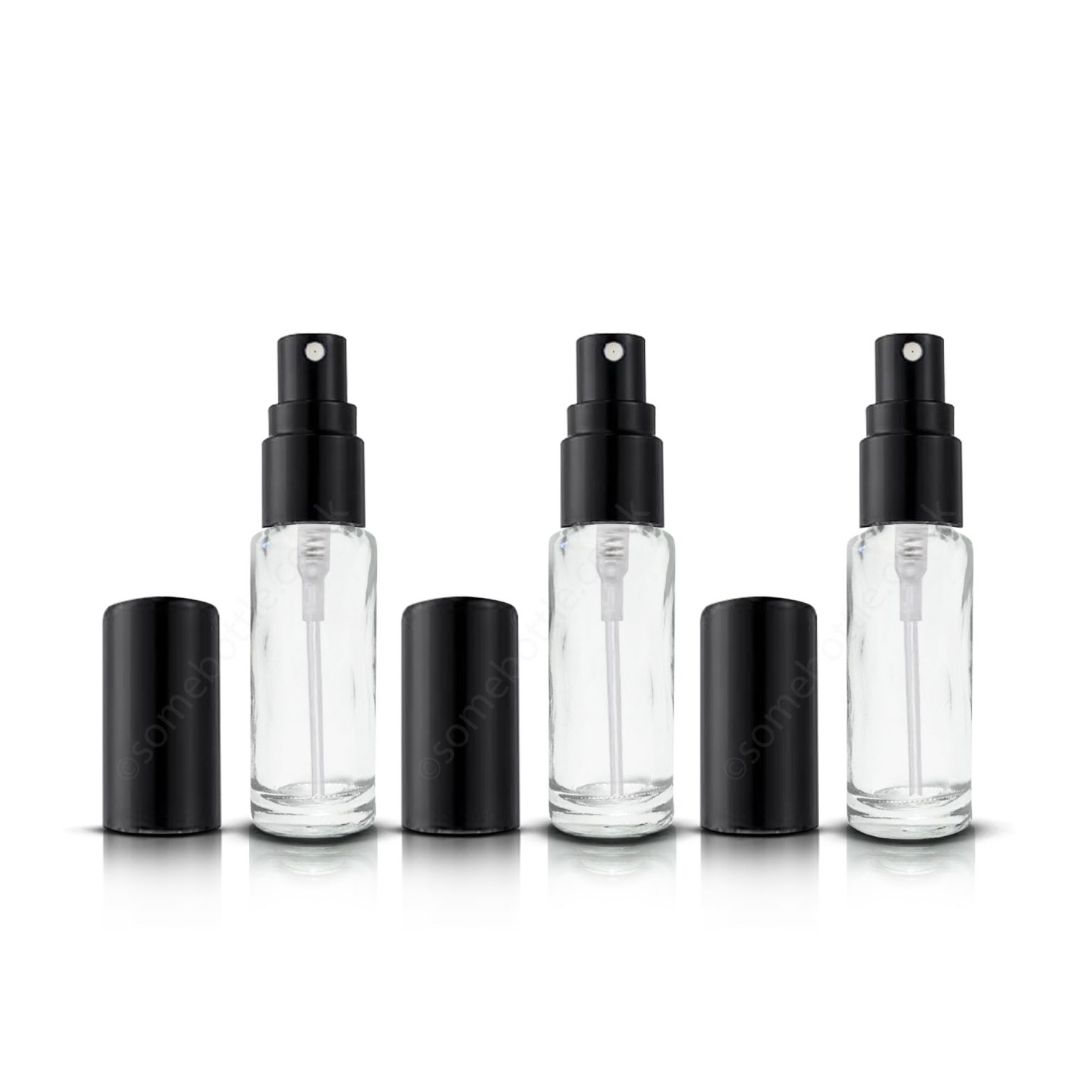 5ml Clear Glass Sample Size Perfume Bottle + Black Mist Sprayer - Some ...
