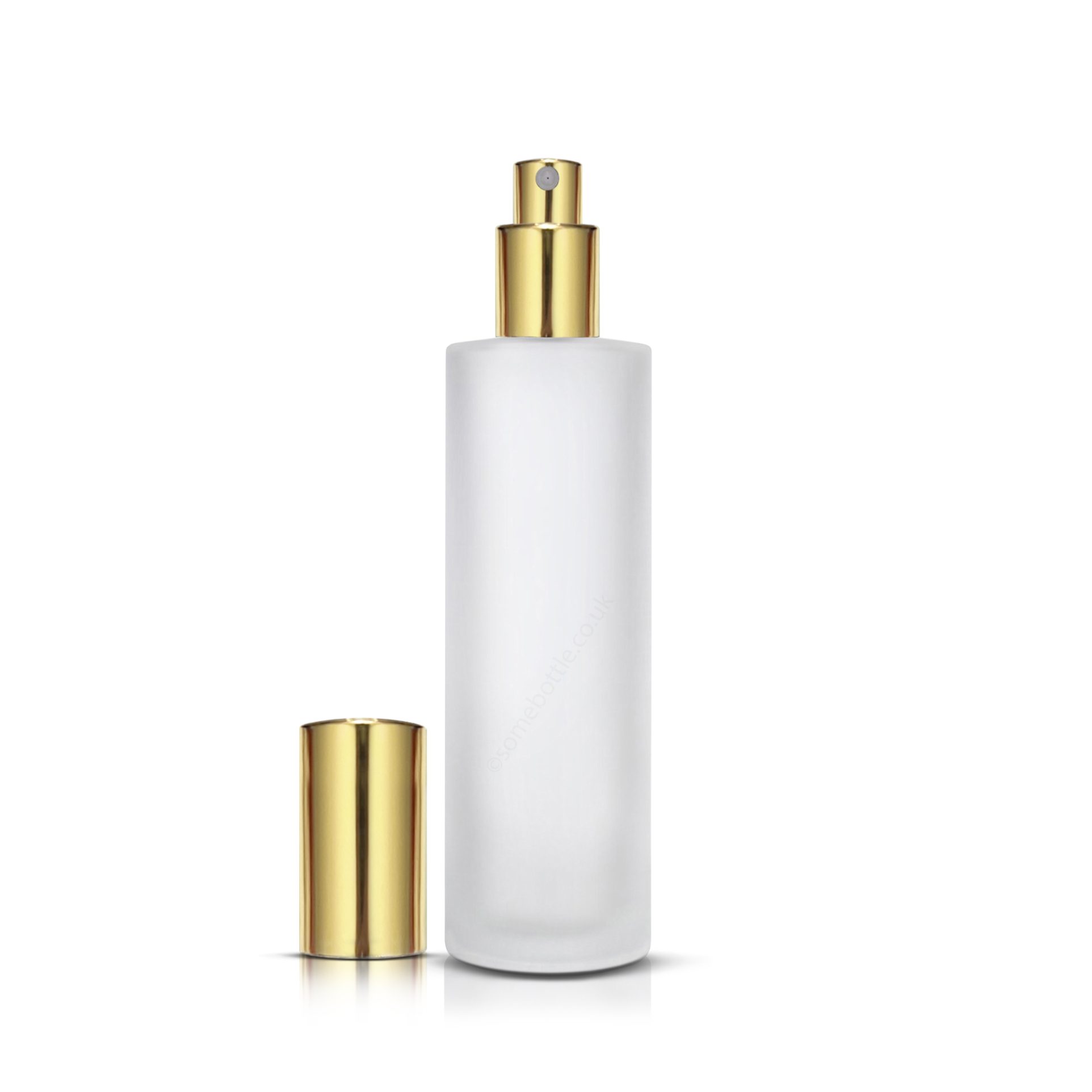 100ml Frosted Glass Bottle + Gold Mist Sprayer & Gold Cap