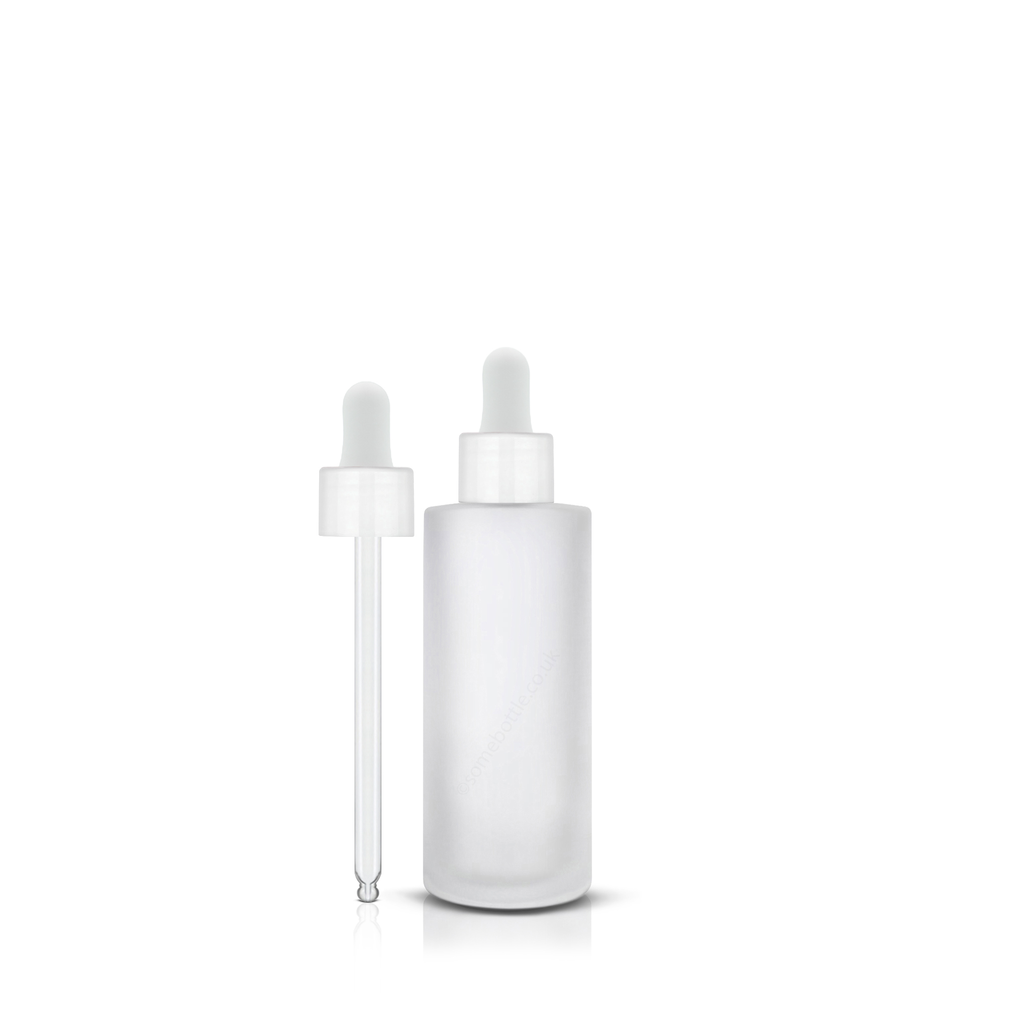 50ml Cylindrical Frosted Glass Bottle + White Dropper Pipette