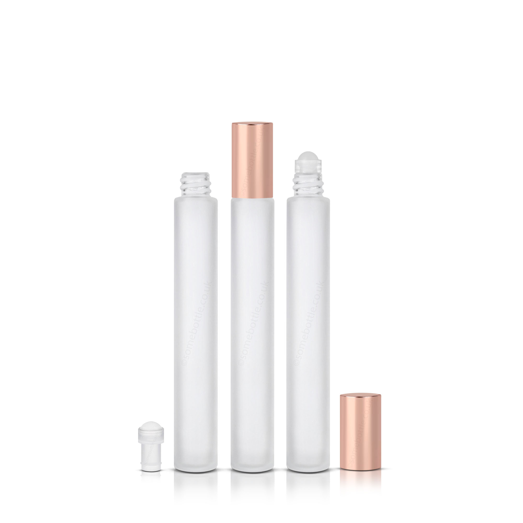 10ml Frosted Glass Rollette Roll-on Bottle Rose Gold Cap - Some Bottle