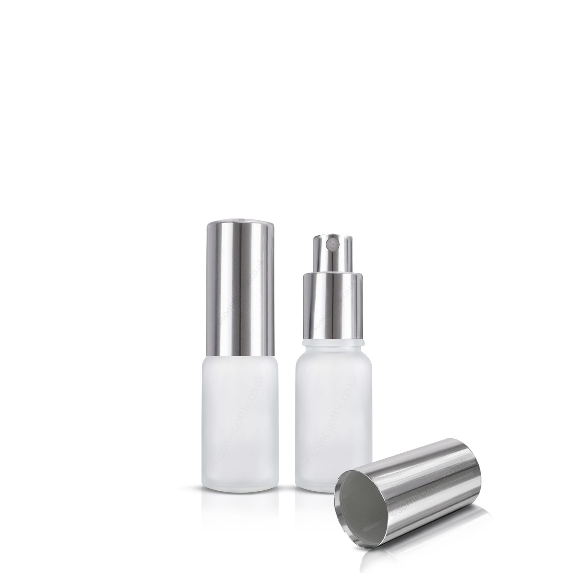 10ml Frosted Glass Bottle + Silver Mist Spray Atomiser 18mm Neck - Some ...